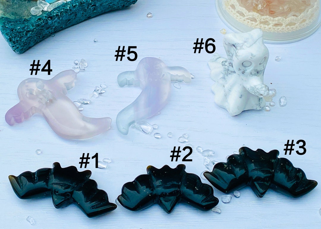 Obsidian Bat , Fluorite Crystal Ghost Carvings , Crystal Carved ...