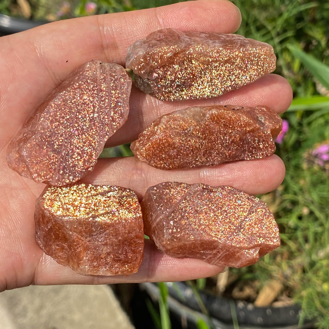 Rough Sunstone Natural Chunks , Strong Flashy Raw Sunstone Pieces ...