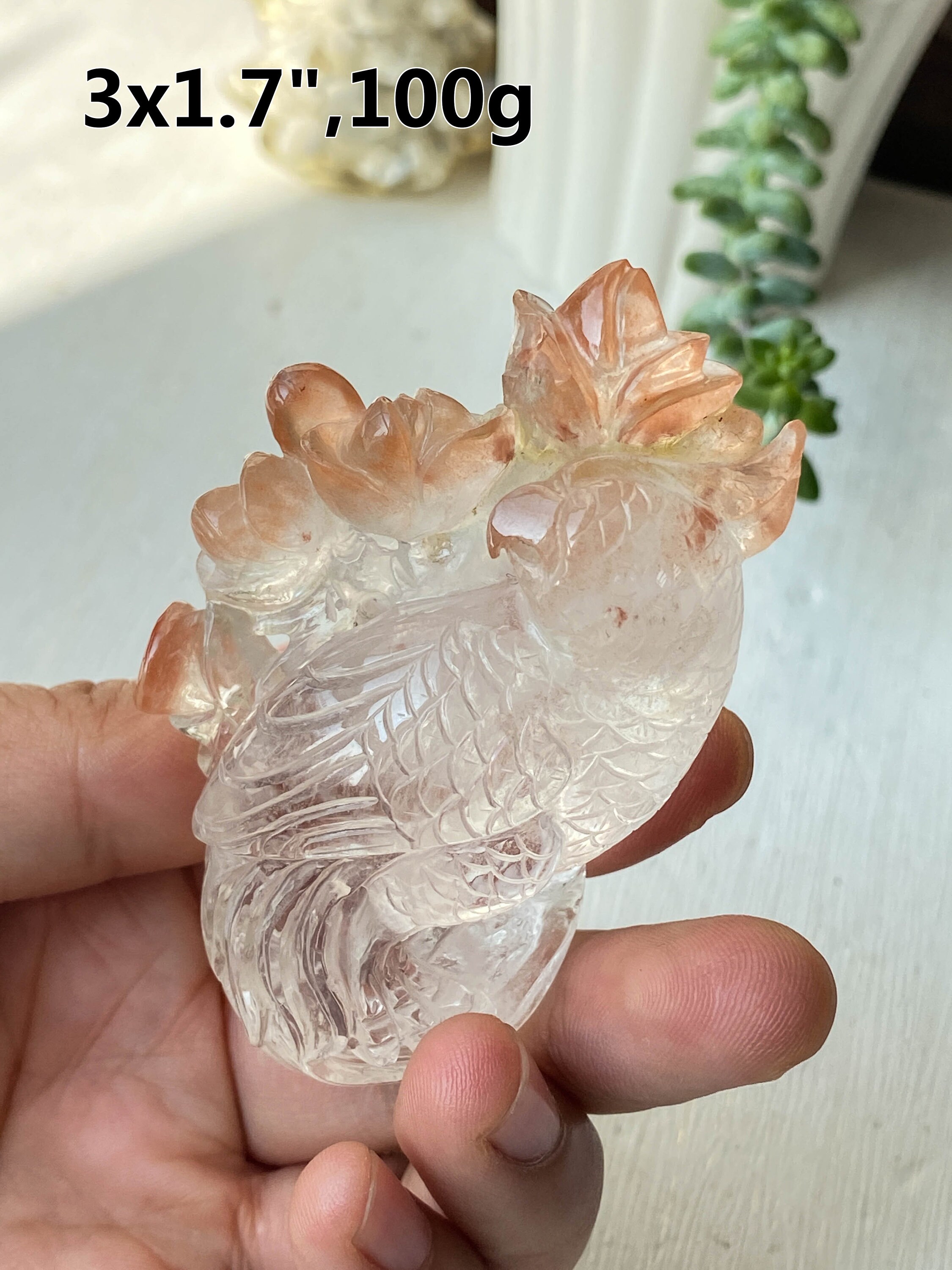 Natural Hand Carved Crystal Parrot, Red Rabbit Parrot , Gem Quartz Bird ...