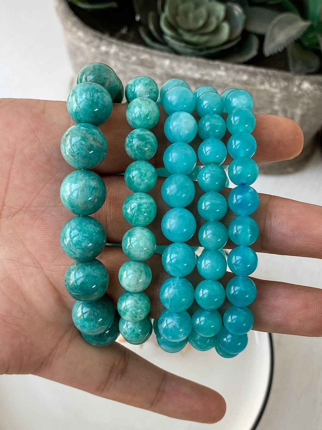 Amazonite Bracelet , Gemstone Bracelet Healing Stones , Amazonite ...