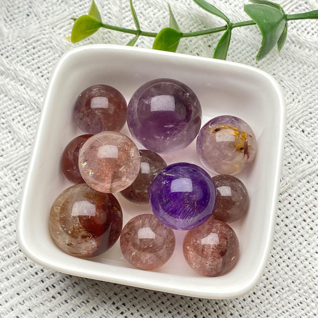 Natural Mini Rare Super 7 Quartz Crystal Sphere , Needle Rutile ...
