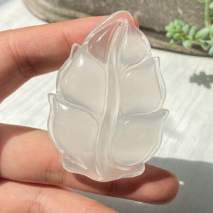 Rose Quartz Crystal Leaf Carving , Quartz Leaf Carving Gemstone , Leaf ...