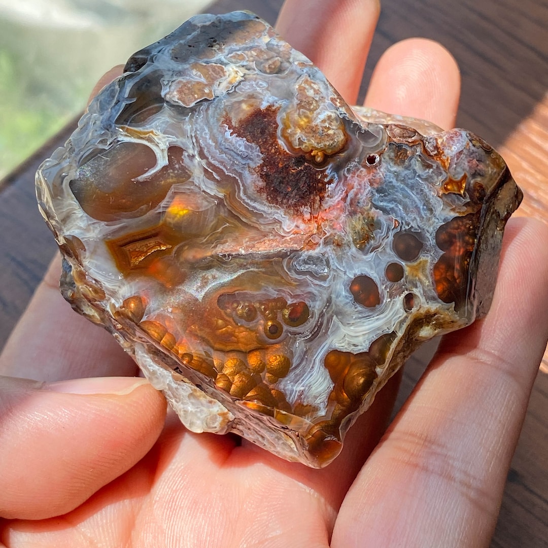 Mexican Rough Raw Fire Agate Specimen Top Grade Natural Gemstone ...