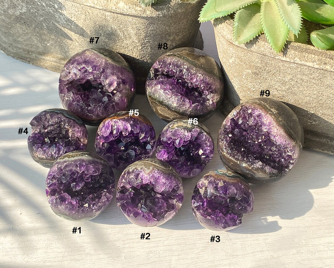 Amethyst Cluster Sphere Ball Purple Amethyst Geode Crystal - Etsy