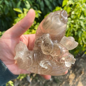 Rare Rutilated Quartz Crystal Carved Crystal Fish Sculpture , Energy ...