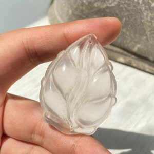 Rose Quartz Crystal Leaf Carving , Quartz Leaf Carving Gemstone , Leaf ...
