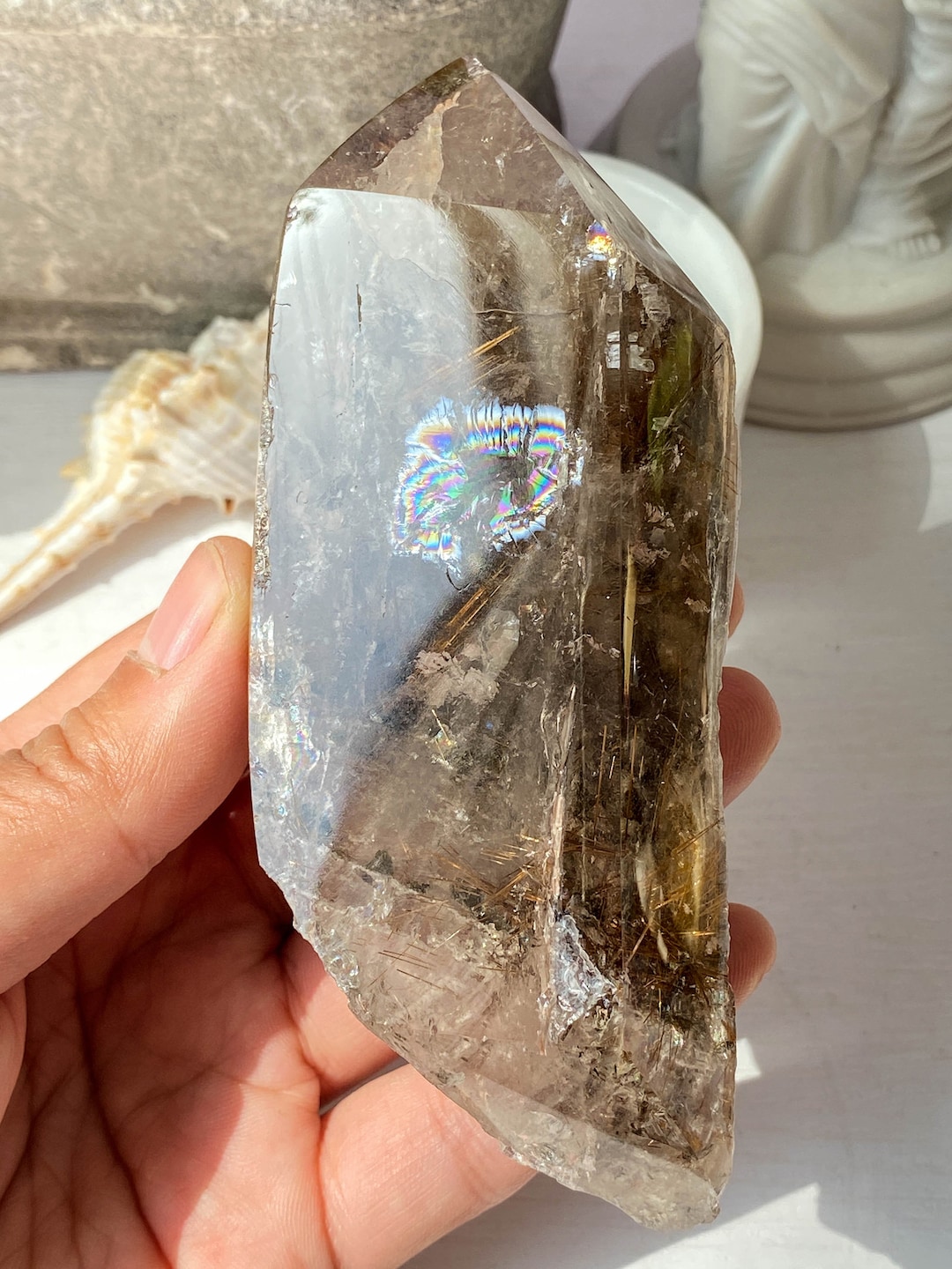 Titanium Rutilated Quartz Point , Crystalfreeform, Rare Rutile Quartz ...