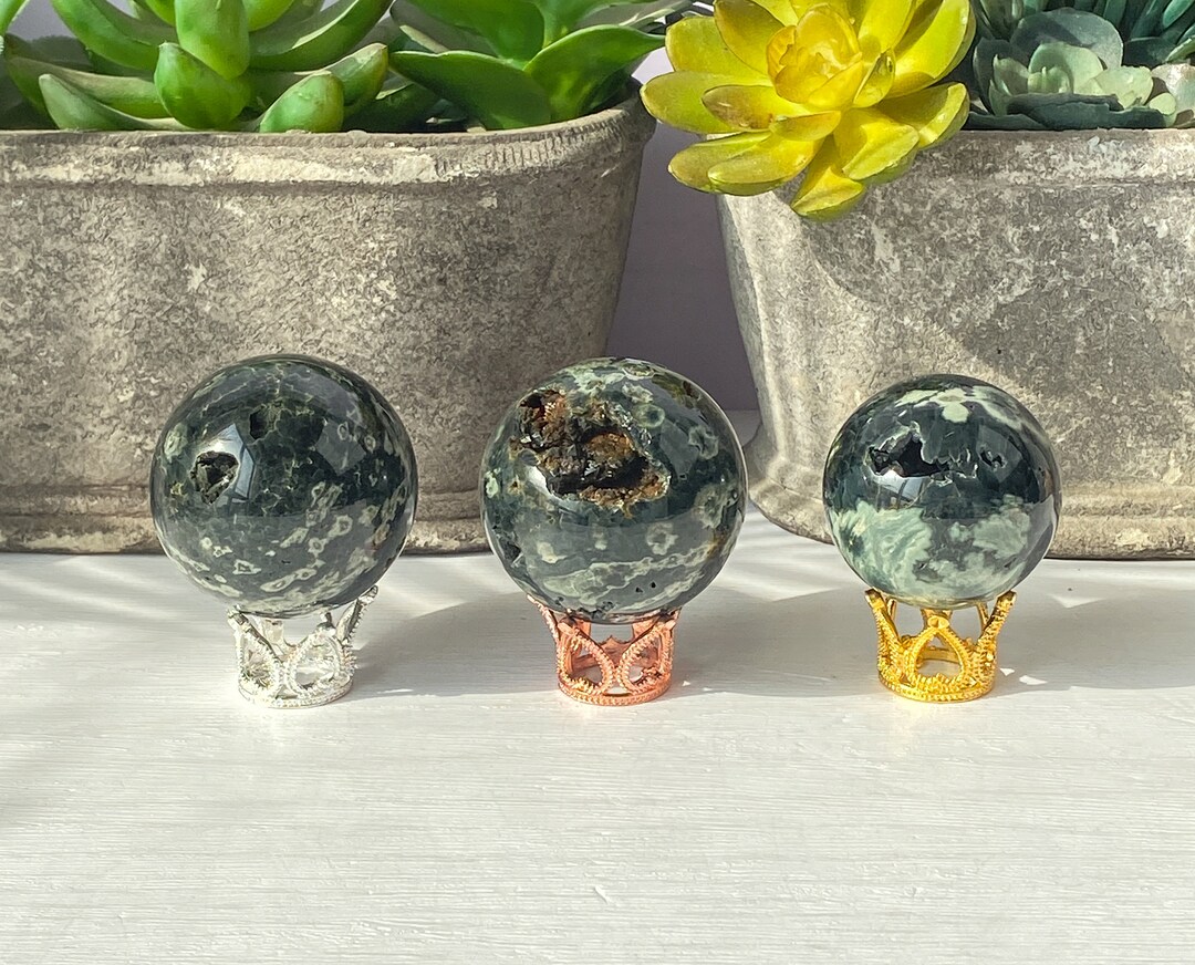 Beautiful Ocean Jasper Sphere With Druzy , Orbicular Ocean Jasper ...