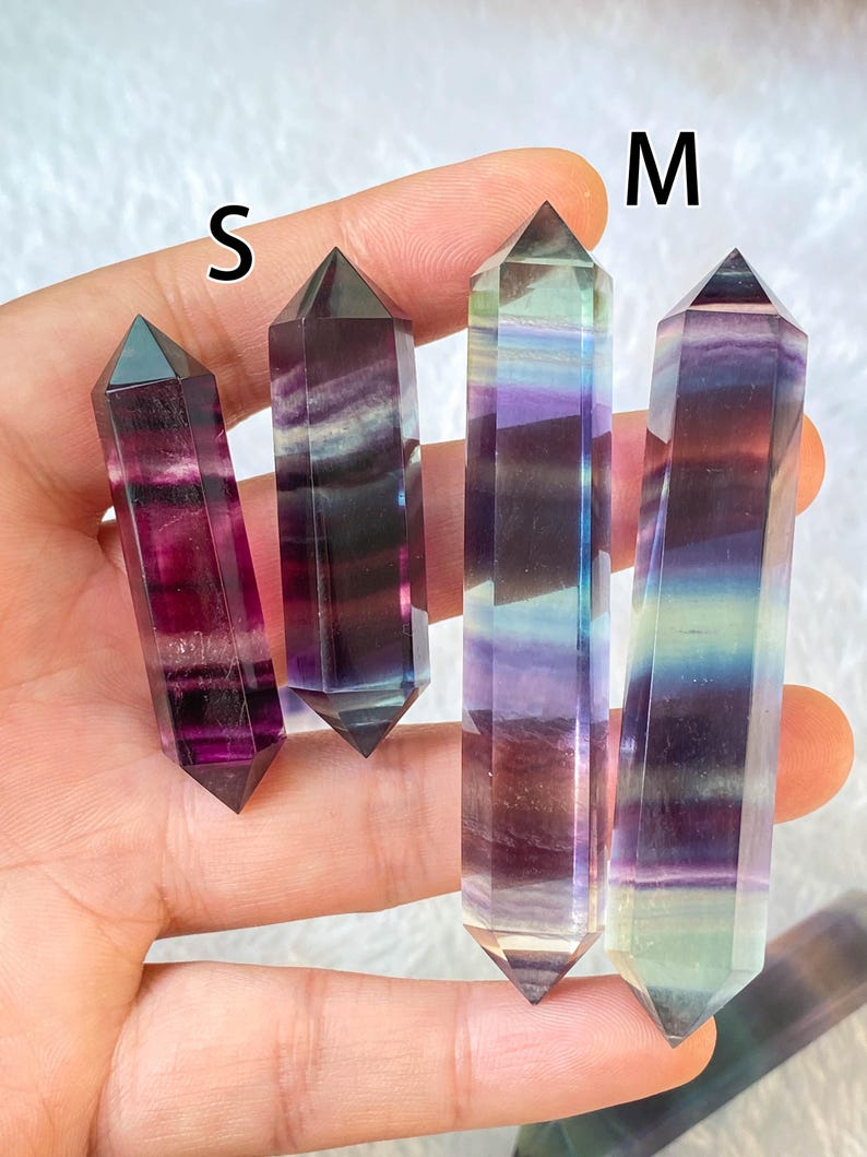 Natural Gorgeous Fluorite Double Terminated Wand , Rainbow Fluorite ...