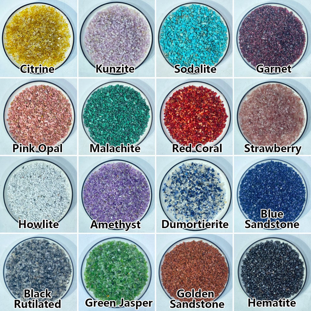 2-5mm Bulk Gemstone Chips , Crushed Tumbled Crystal Chip , Choose Your ...