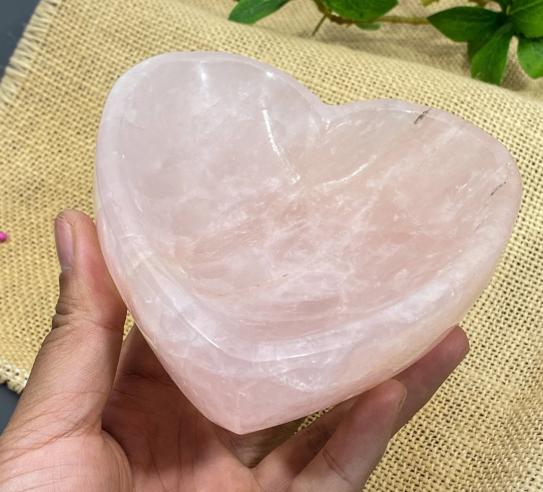 Huge Rose Quartz Crystal Bowl , Rose Quartz Trinket Dish , Gemstone ...