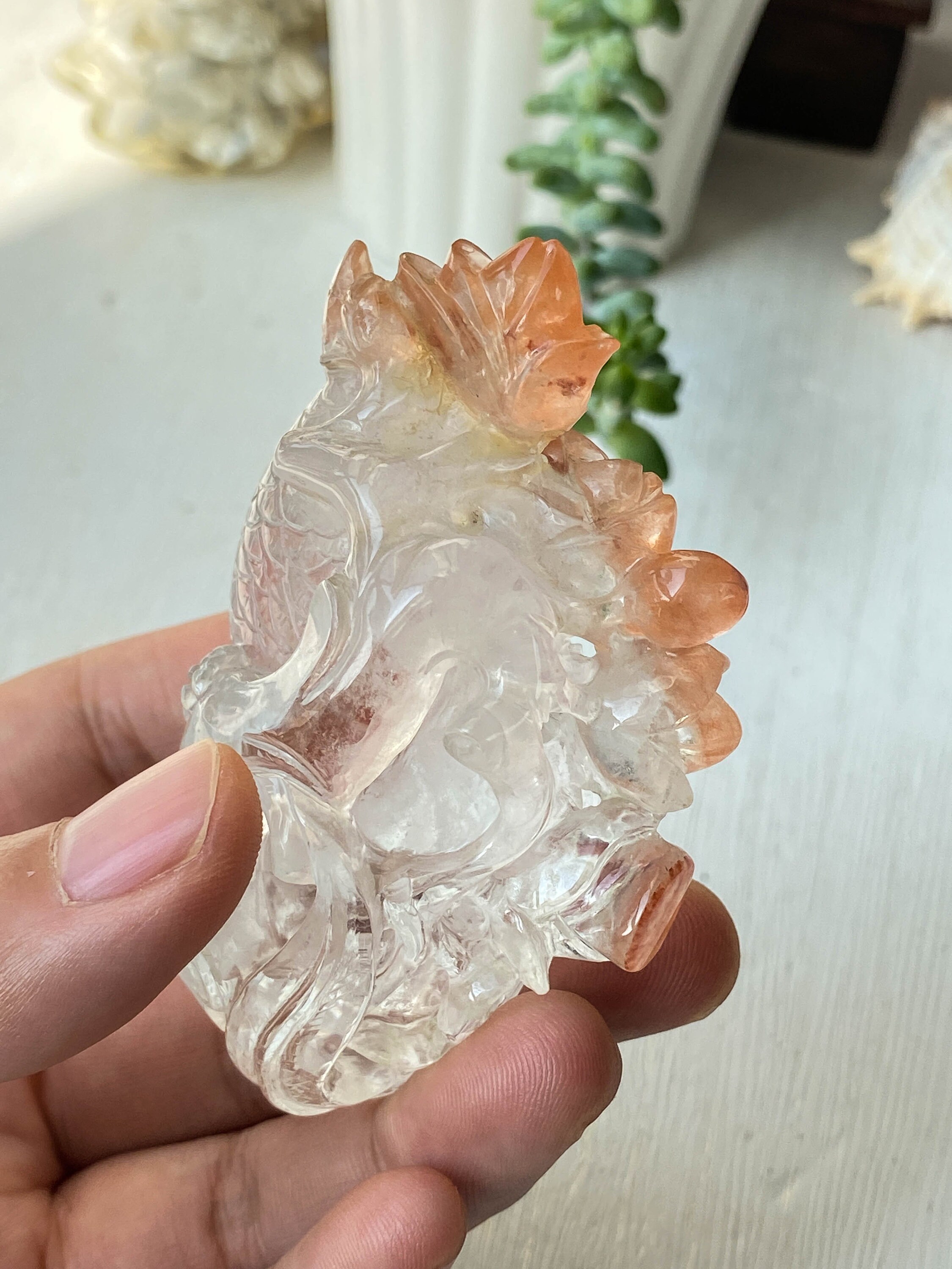 Natural Hand Carved Crystal Parrot, Red Rabbit Parrot , Gem Quartz Bird ...