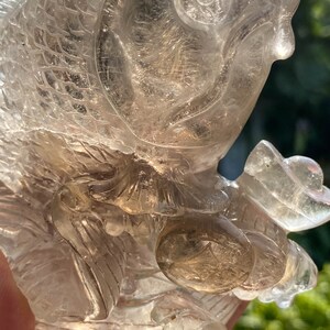 Rare Rutilated Quartz Crystal Carved Crystal Fish Sculpture , Energy ...