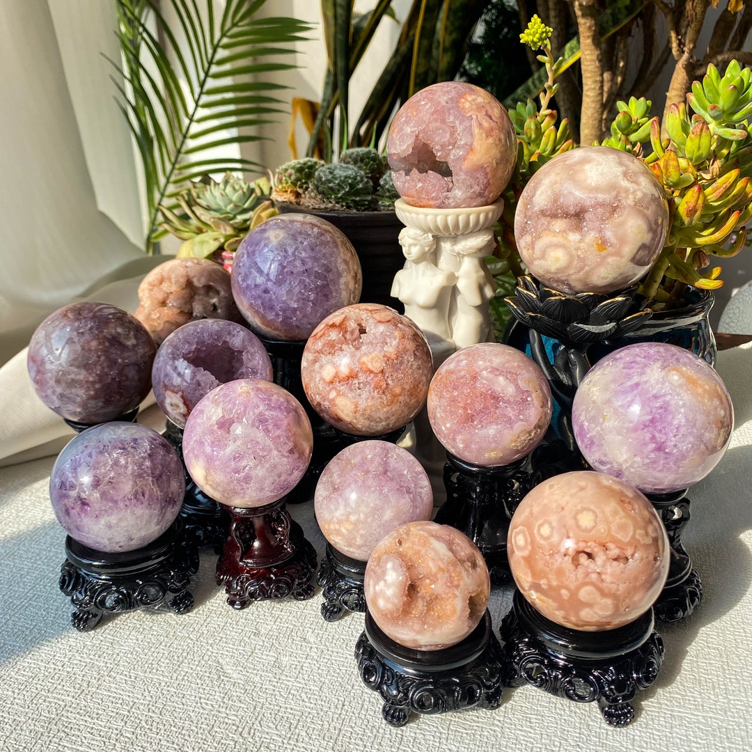 Rare Pink Amethyst Flower Agate Sphere , Druzy Sphere , Birthday Gift ...
