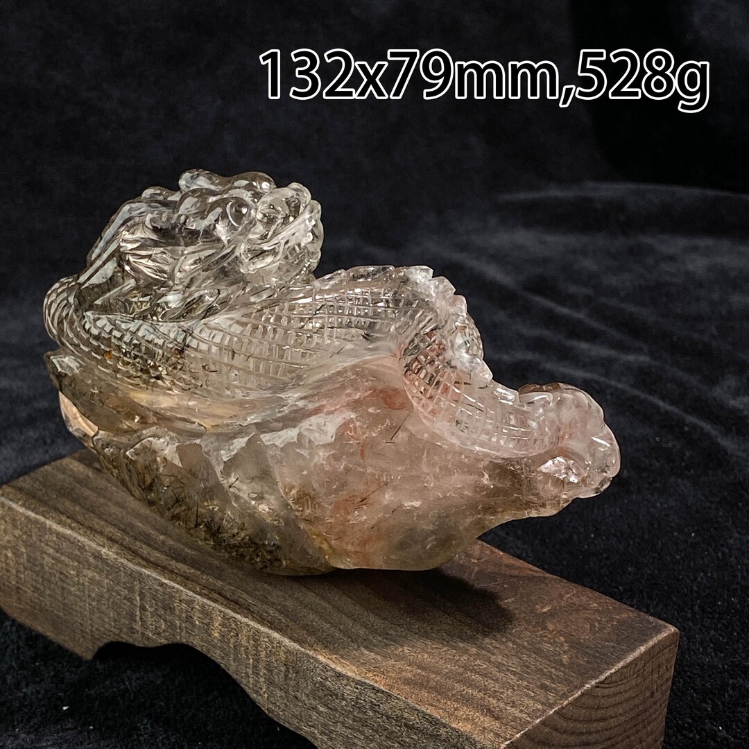 Natural Black Rutilated Quartz Dragon Carving , Crystal Dragon , Rare ...