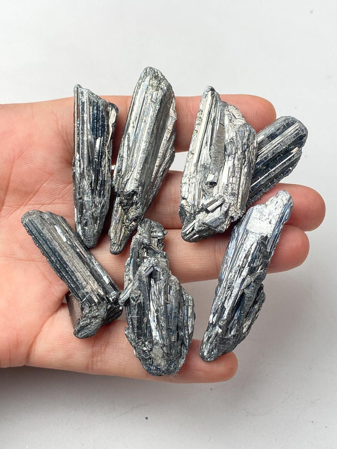 Silvery Stibnite Crystal Wand Antimony Mineral Stibnite Nugget Mini ...