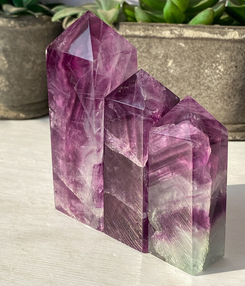 Magenta Fluorite Towers Obelisk Point Tower Spiritual - Etsy