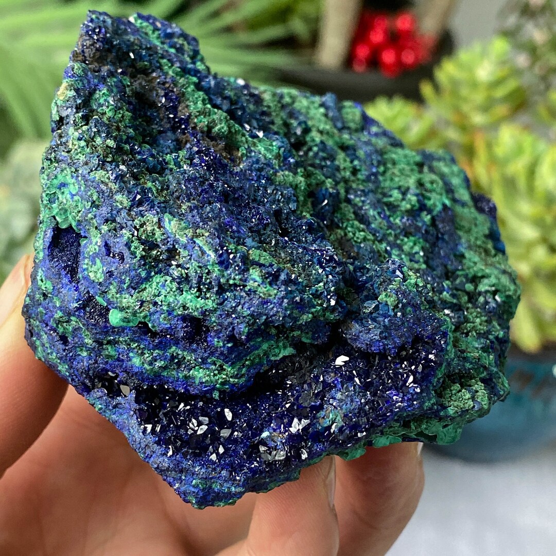 362g Azurite Crystal Cluster , Natural Azurite Specimen , Home ...