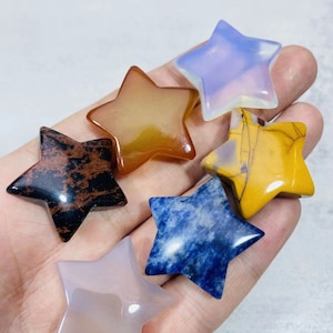 Natural Star Gemstone , Crystal Carving Five-pointed Star , Hand Carved ...