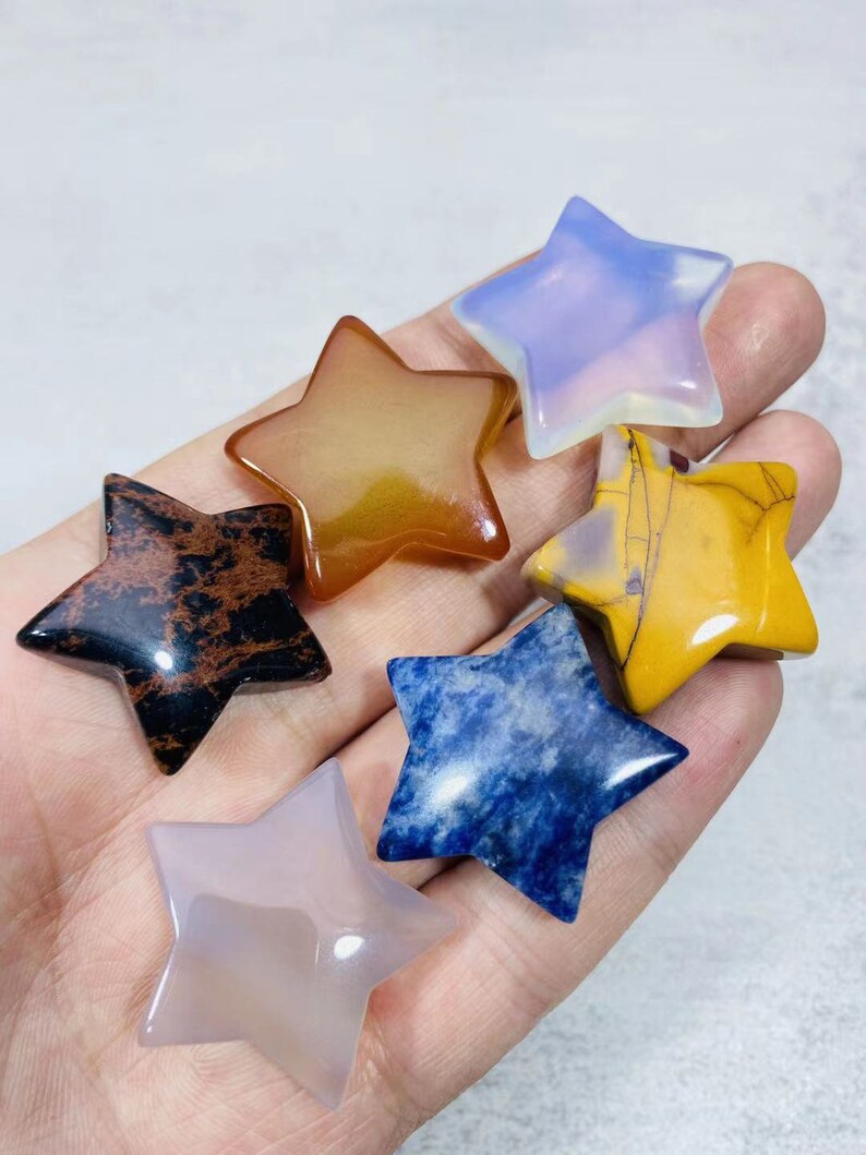 Natural Star Gemstone Crystal Carving Five-pointed Star - Etsy