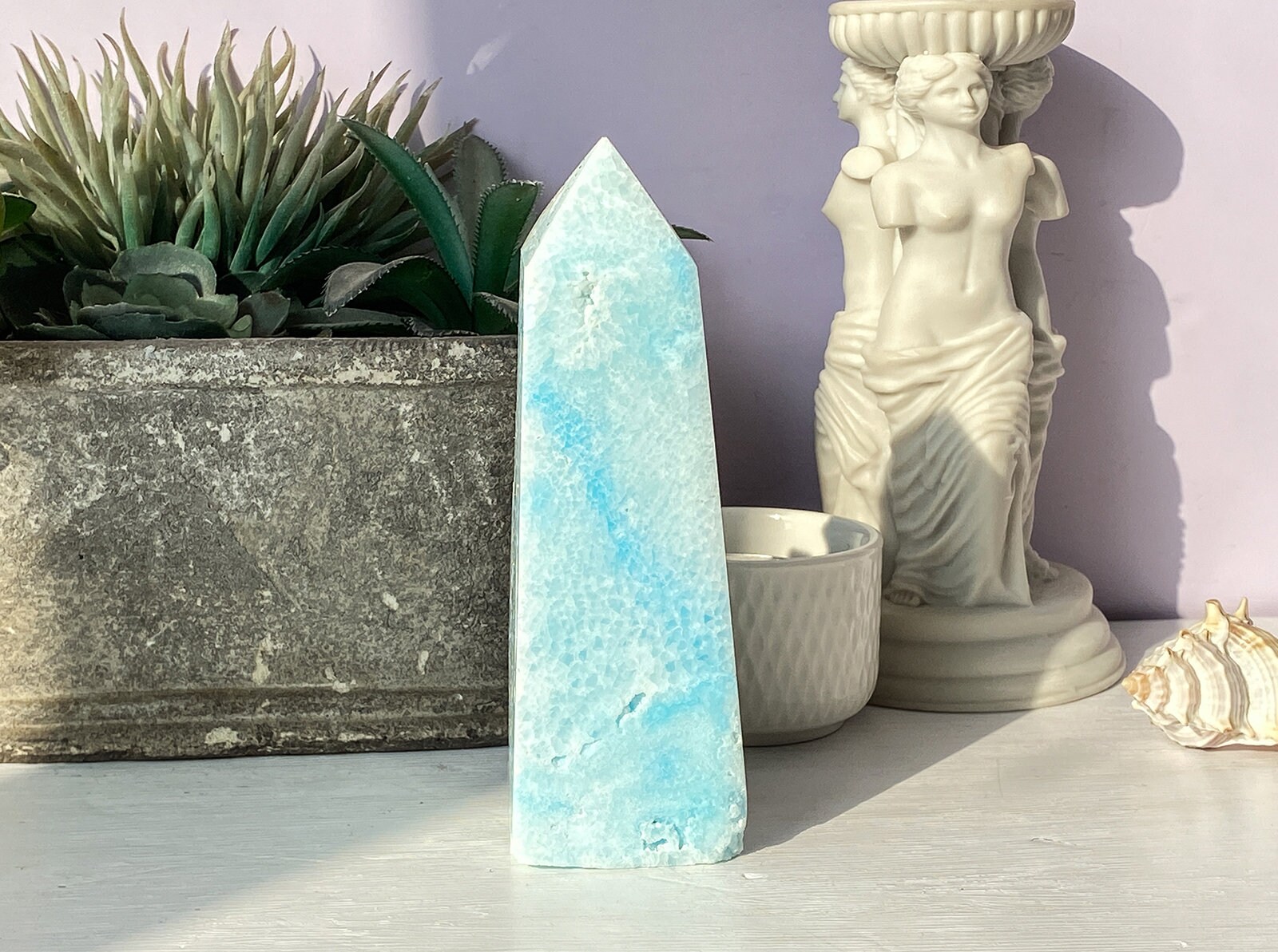 Blue Aragonite Tower , Aragonite Crystal Tower Obelisk Point , Home ...