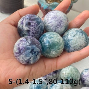 Natural Feather Fluorite Sphere , Snowflake Quartz Crystal Fluorite ...