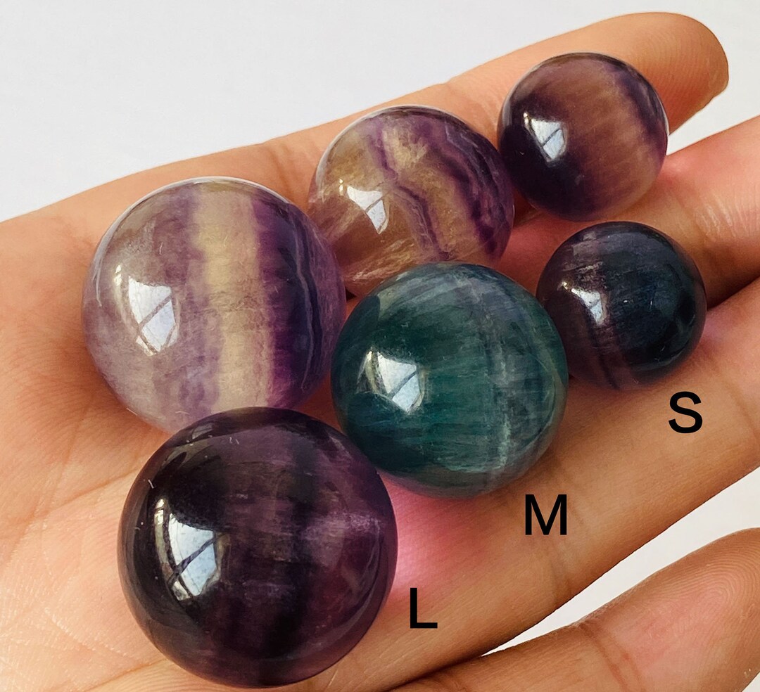 Fluorite Mini Spheres , Mini Rainbow Fluorite Crystal Sphere , Green ...