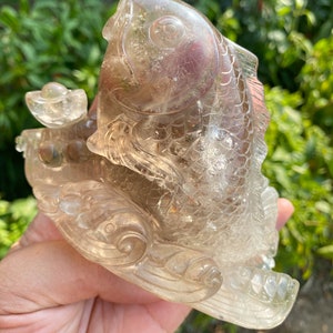 Rare Rutilated Quartz Crystal Carved Crystal Fish Sculpture , Energy ...