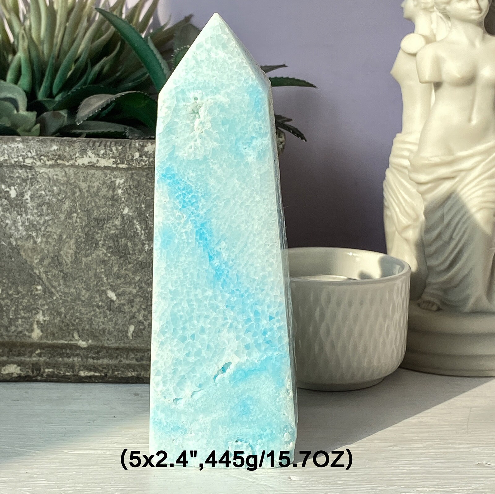 Blue Aragonite Tower , Aragonite Crystal Tower Obelisk Point , Home ...