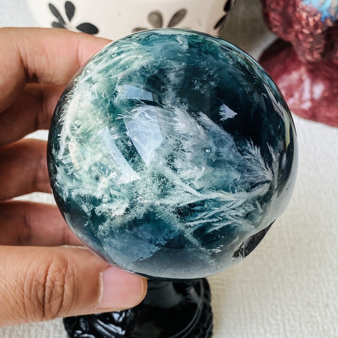 Large Blue Purple Feather Fluorite Sphere - Natural Fluorite Geode ...
