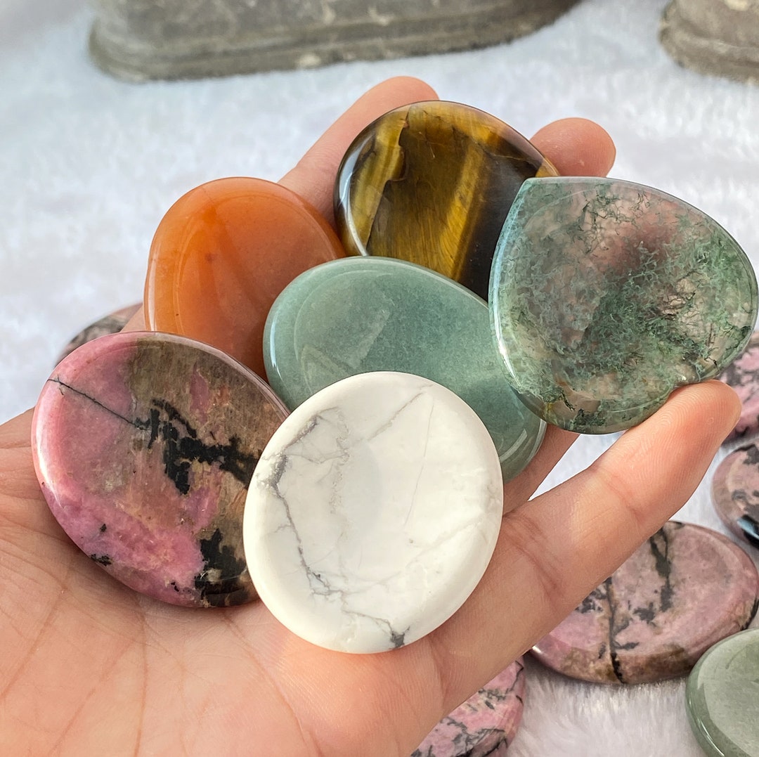 Crystal Worry Stone , Natural Gemstone Worry Stone , Hand Carved Palm ...