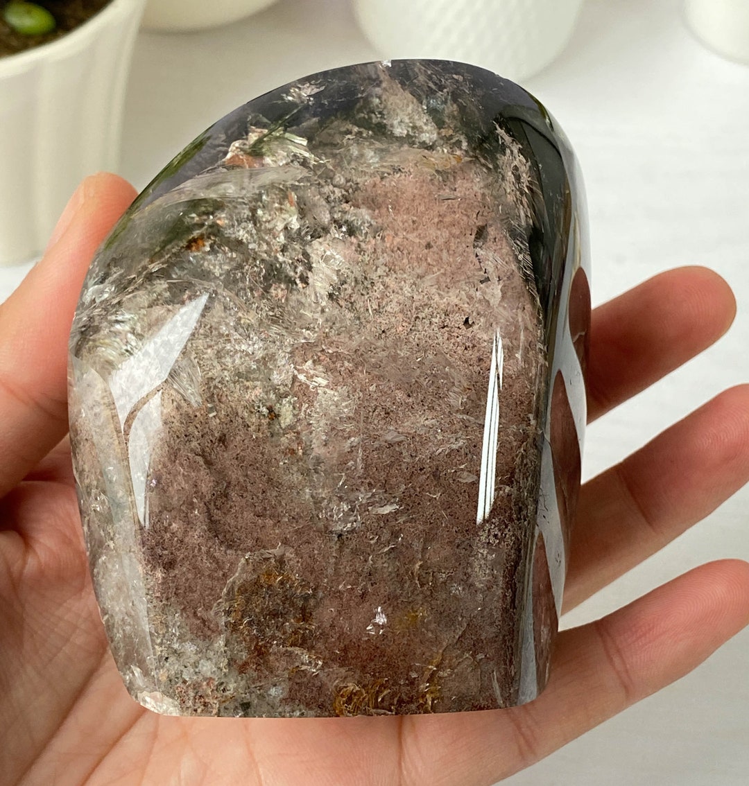 Green Garden Quartz Freeform , Lodolite Quartz Freeform , Friends Gift ...