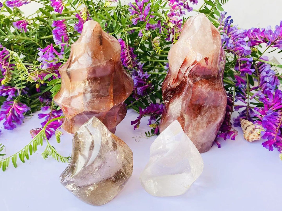 Fire Quartz Flame , Natural Crystal Carved , Clear Quartz Flame ...