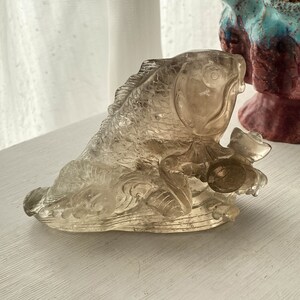 Rare Rutilated Quartz Crystal Carved Crystal Fish Sculpture , Energy ...