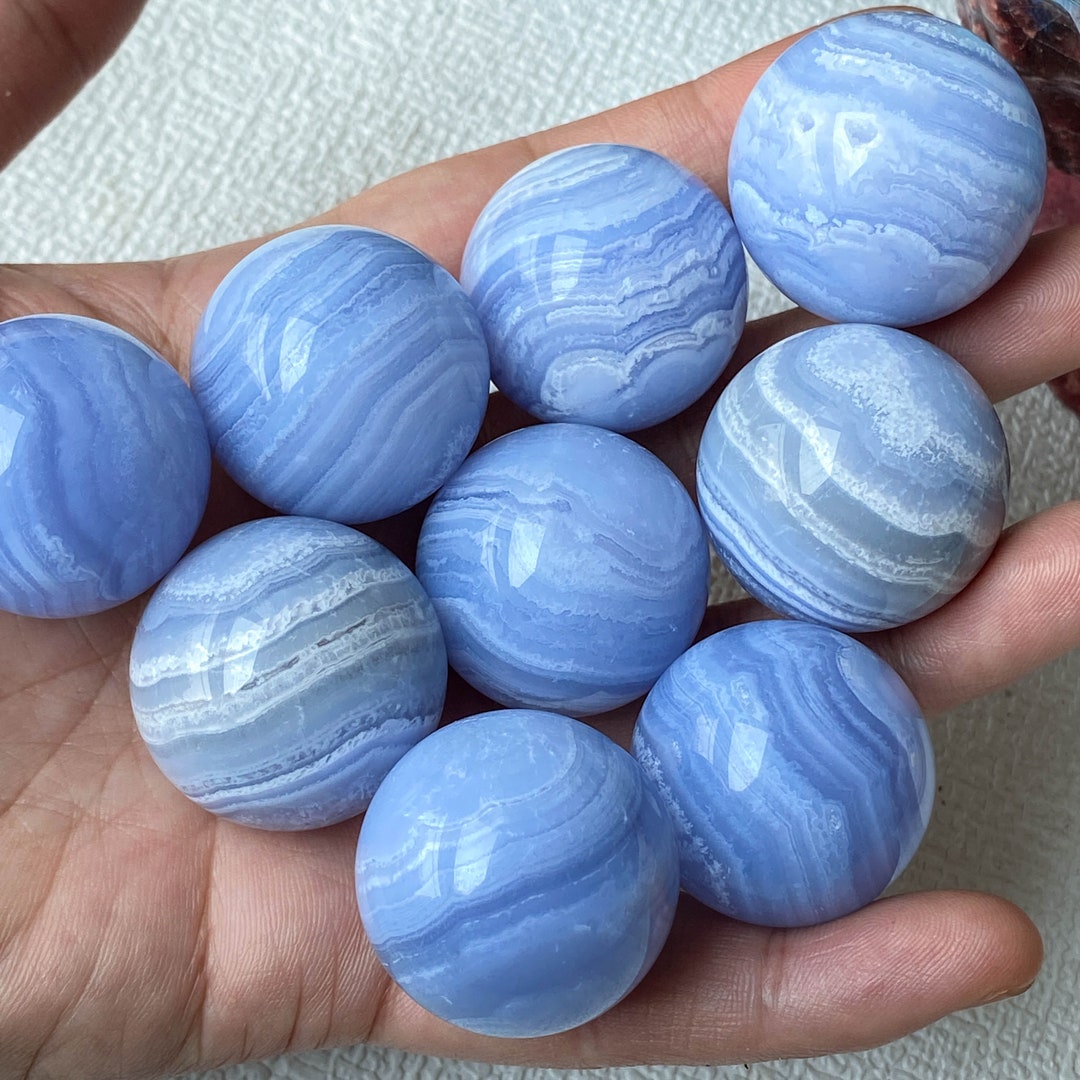 Blue Lace Agate Sphere: Healing Crystal Marble, Ideal for Meditation ...