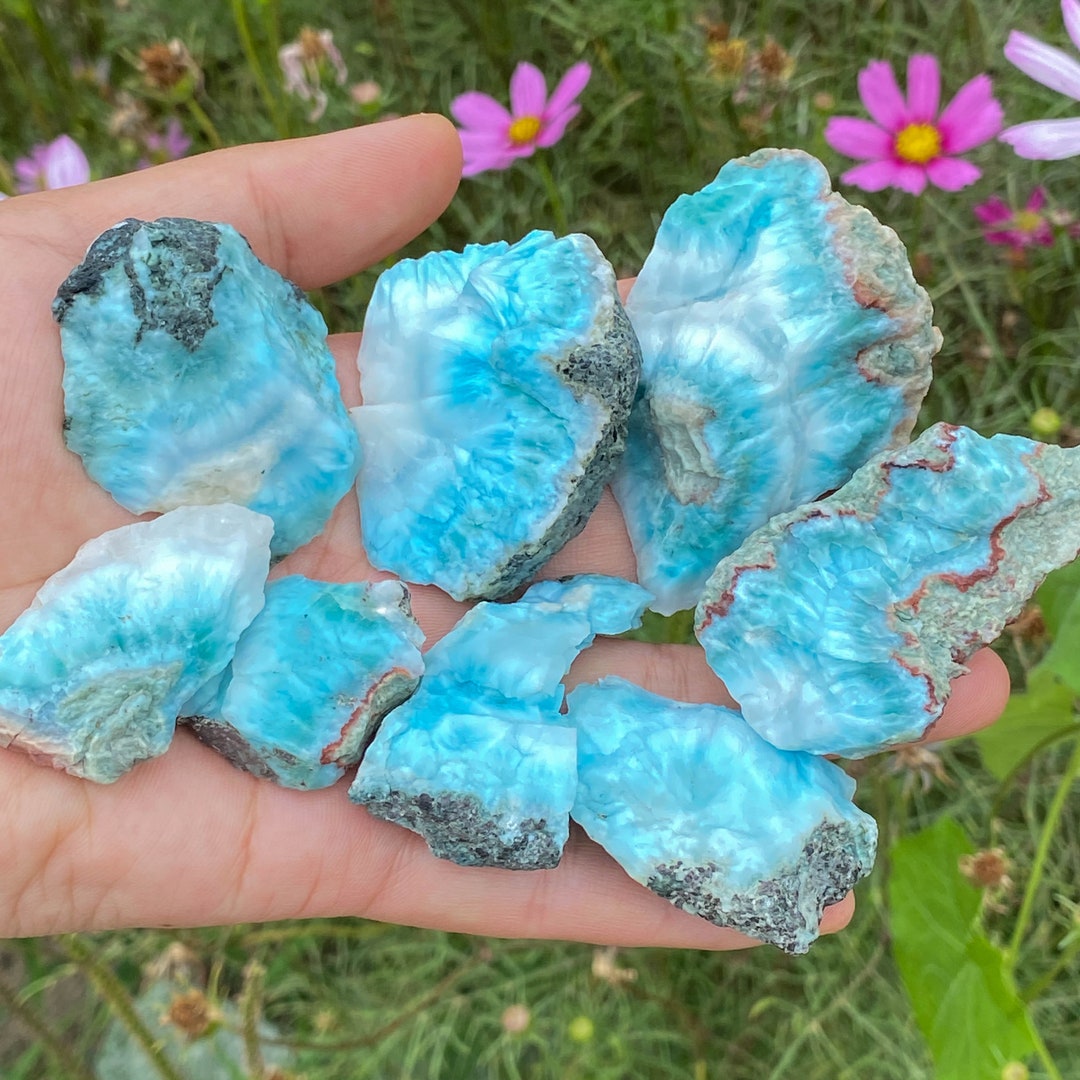 Rare Natural Larimar Specimen , Larimar Rough Natural Stones , Raw Blue ...