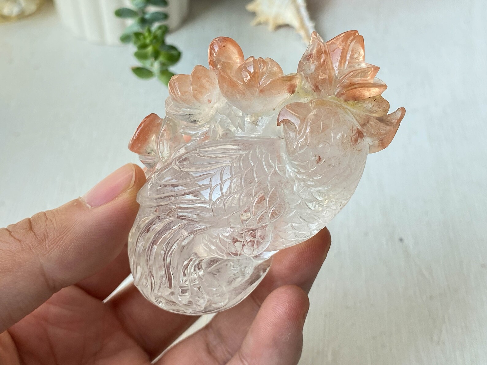 Natural Hand Carved Crystal Parrot, Red Rabbit Parrot , Gem Quartz Bird ...