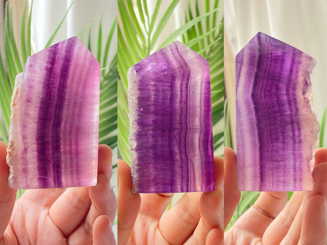 Watermelon Fluorite Tower Rough Side , Rainbow Fluorite Tower , Raw ...