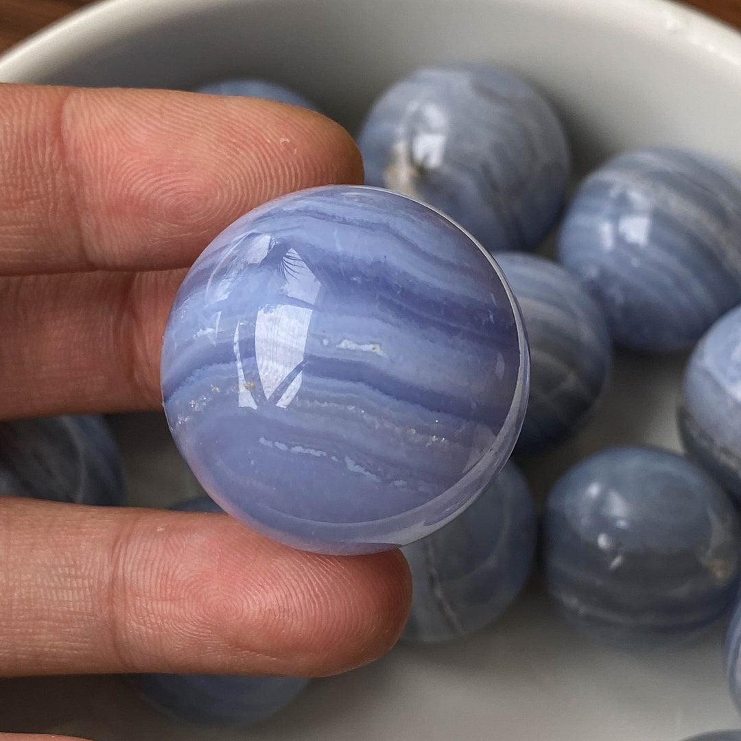 Natural Blue Lace Agate Sphere Orb , Crystal Collection , Stunning ...