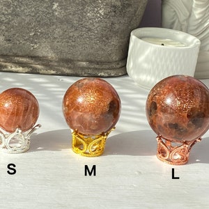 Natural Flashy Sunstone Sphere , Polished Gemstone Ball , Crystal ...