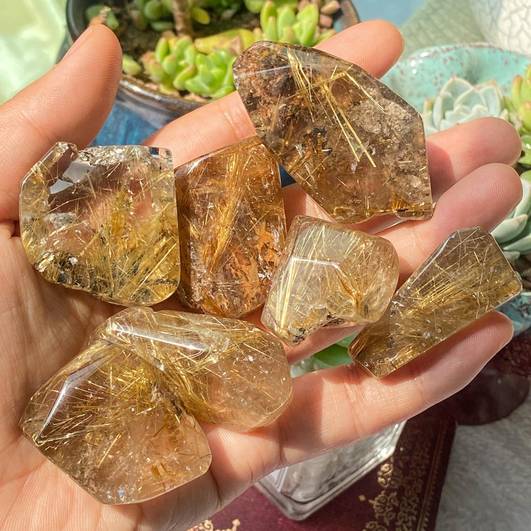 Natural Rutilated Quartz Freeform , Golden Rutile Quartz Stone ...