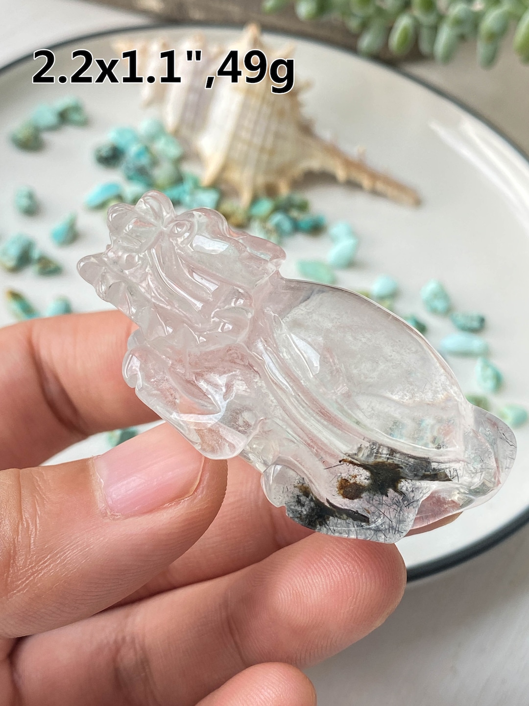 Garden Quartz Dragon Turtle , Crystal Dragon Turtle Carving , Healing ...