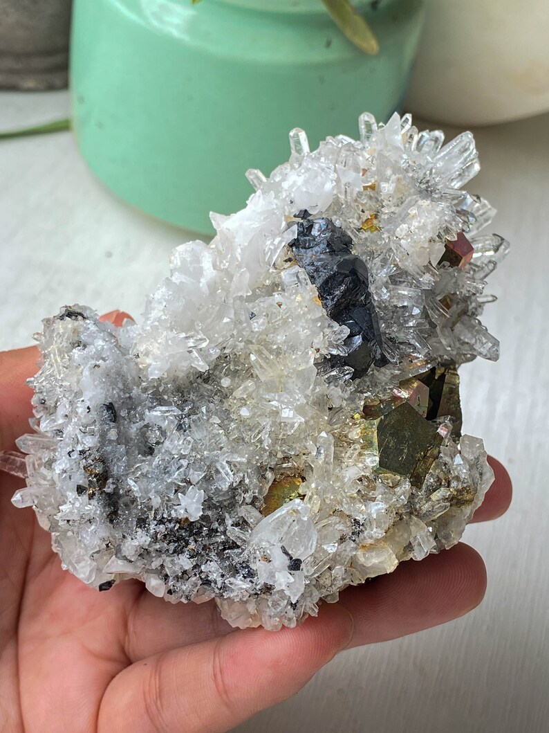 Clear Quartz Cluster With Chalcopyrite Specimen, Crystal Collection ...