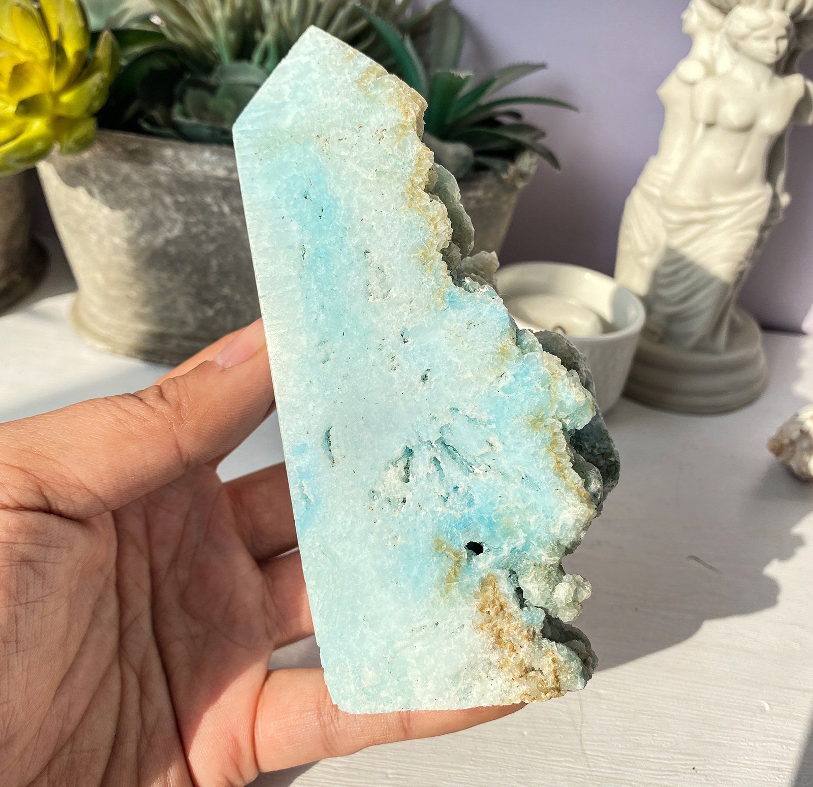 Blue Aragonite Tower , Aragonite Crystal Tower Obelisk Point , Home ...
