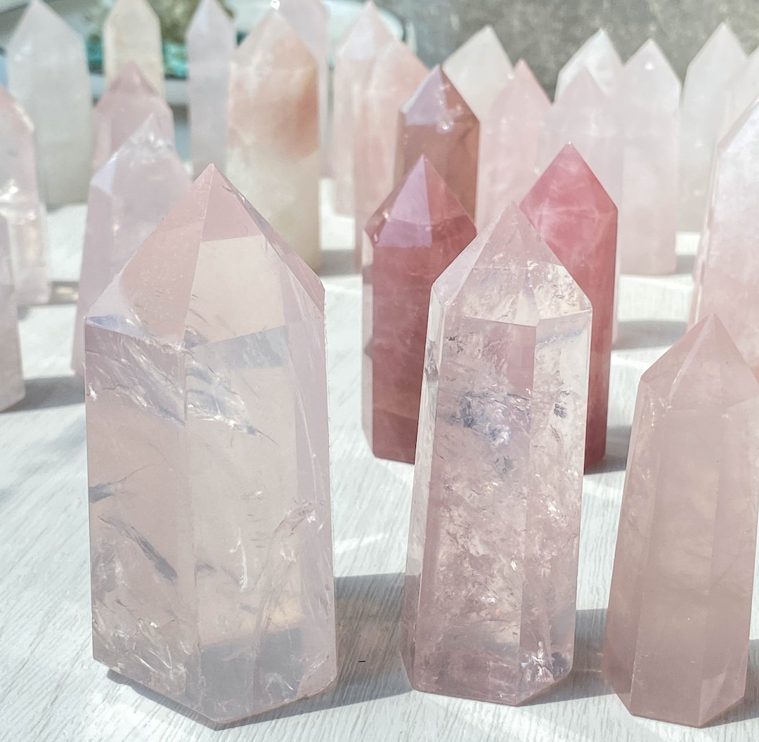 Rose Quartz Points Tower Obelisk , Rose Quartz Pillar , Healing Energy ...