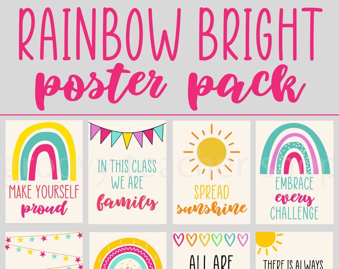 Rainbow Bright Classroom Poster Pack | Rainbowclassroom Decor ...