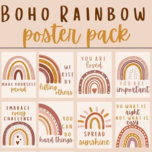 Boho Rainbow Classroom Poster Pack Neutral Classroom Decor | Etsy