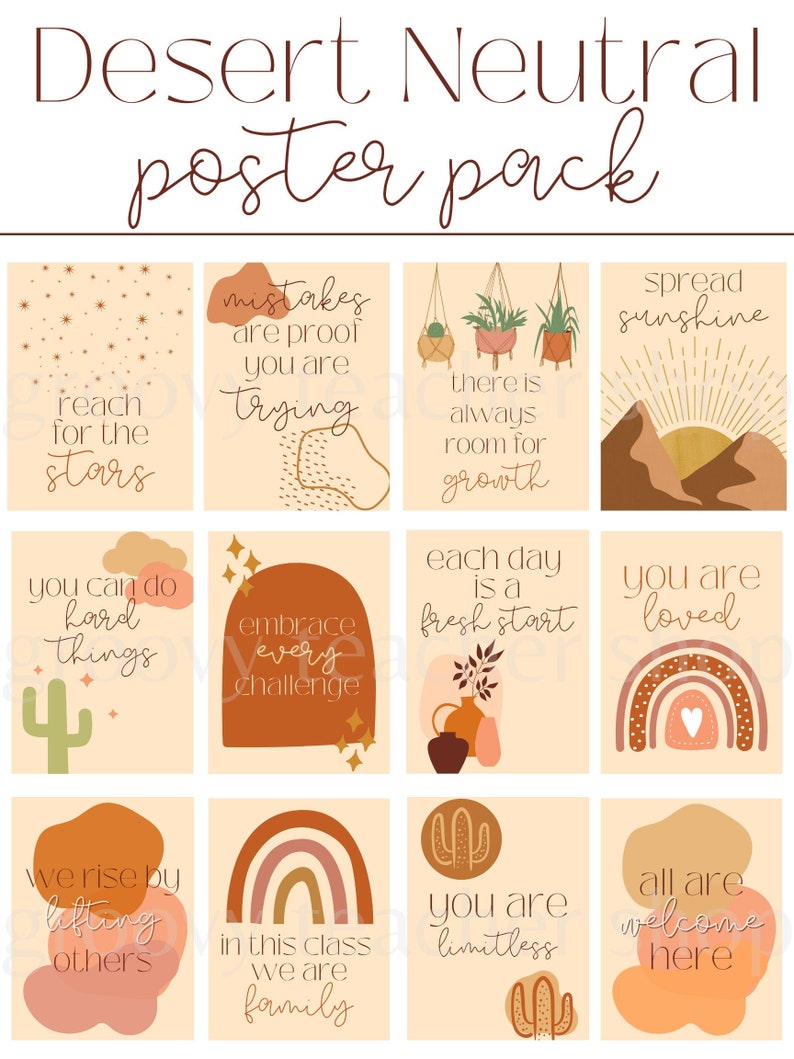 Desert Neutral Classroom Poster Pack Neutral Classroom Decor | Etsy