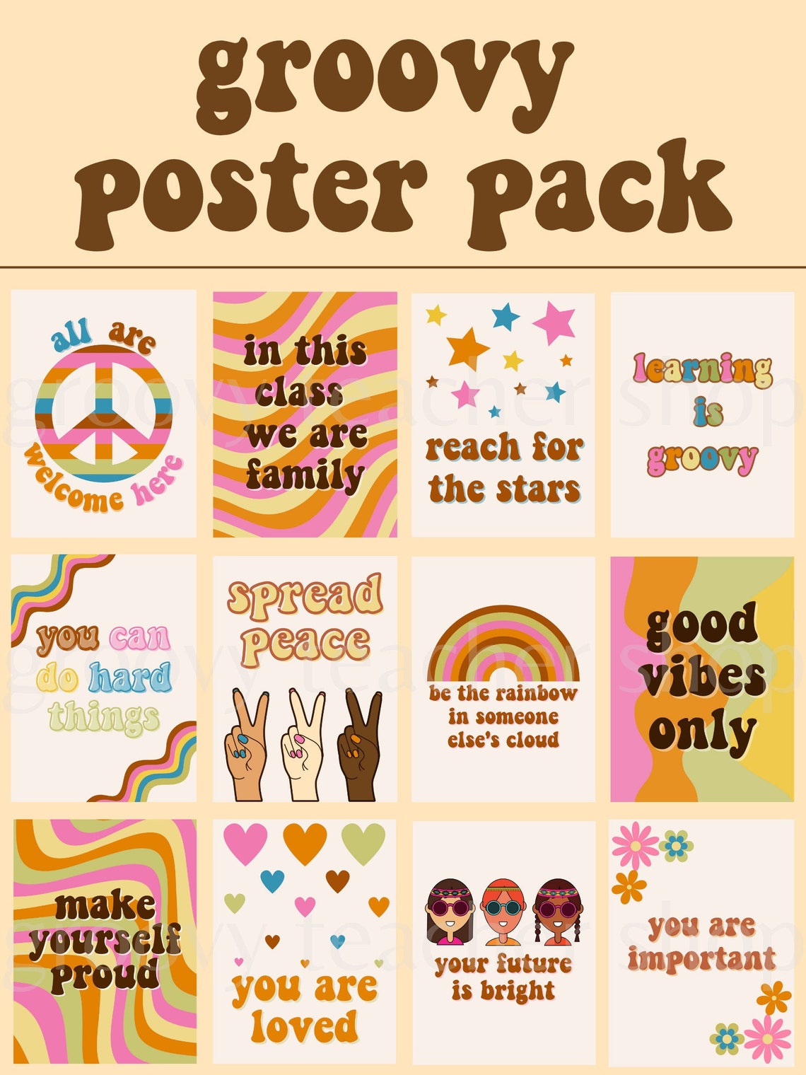 Groovy Classroom Poster Pack | Groovy Classroom Decor | Classroom ...