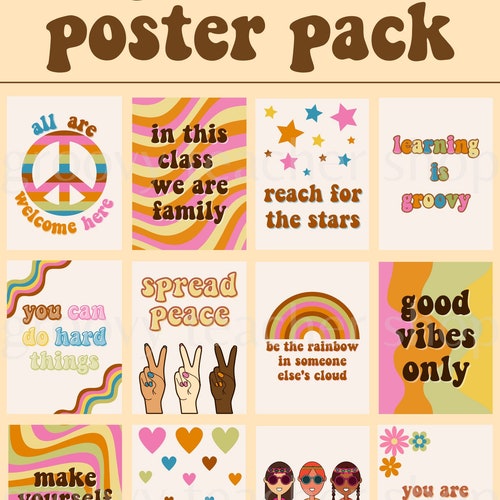 Groovy Classroom Poster Pack Groovy Classroom Decor - Etsy